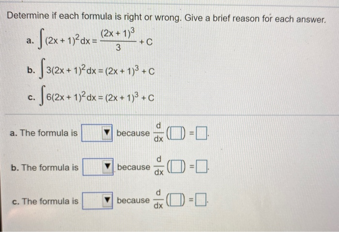 Solved Determine if each formula is right or wrong. Give a | Chegg.com