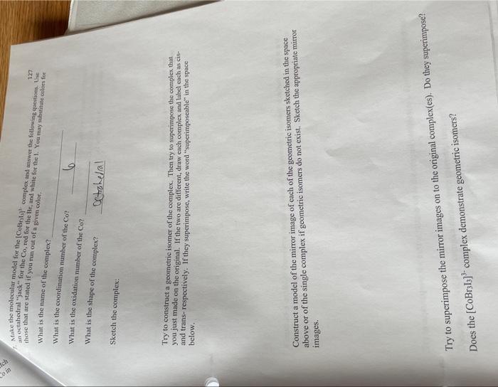 Solved Make the molecular model for the [Cot3,l]3 Complex | Chegg.com