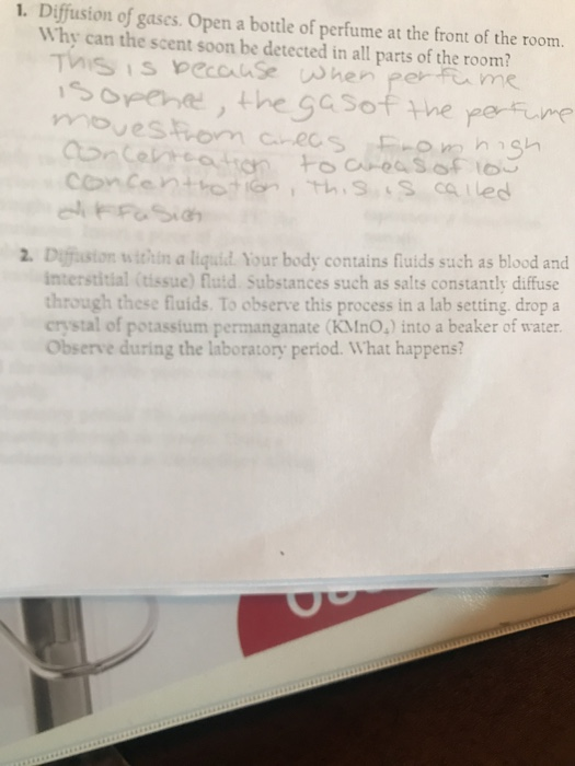 Solved 1. Diffusion of gases. Open a bottle of perfume at | Chegg.com