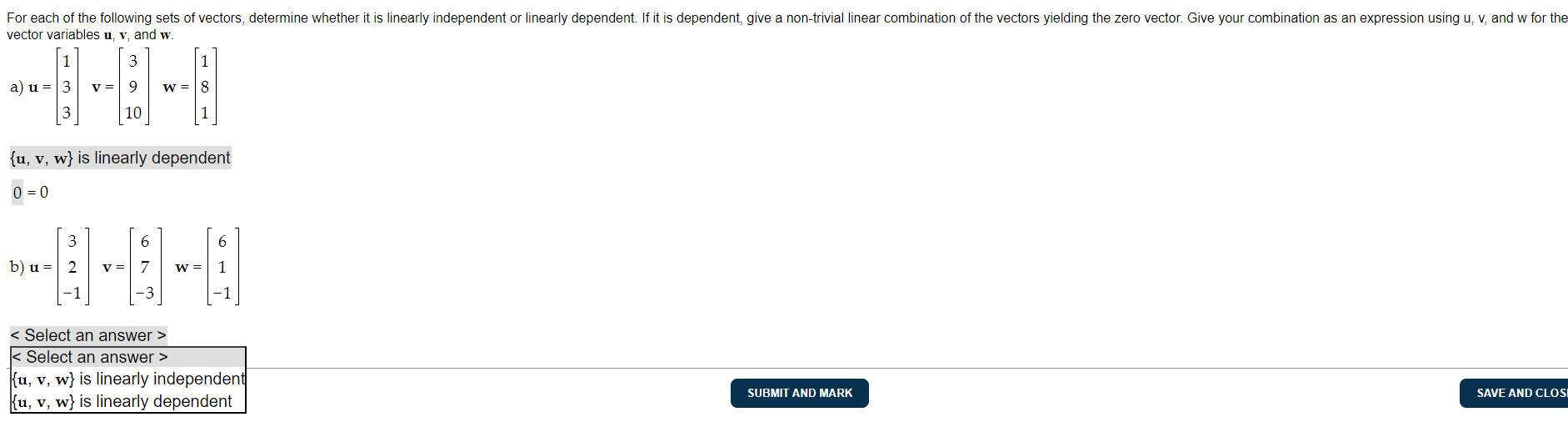 Solved vector variables u,v, ﻿and | Chegg.com