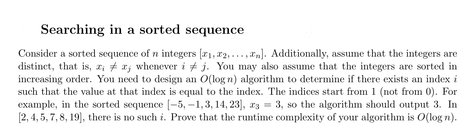 Solved Searching in a sorted sequenceConsider a sorted | Chegg.com