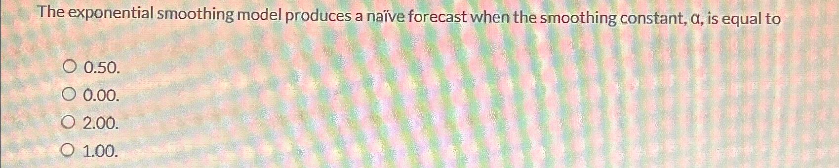 Solved The exponential smoothing model produces a naĩve | Chegg.com
