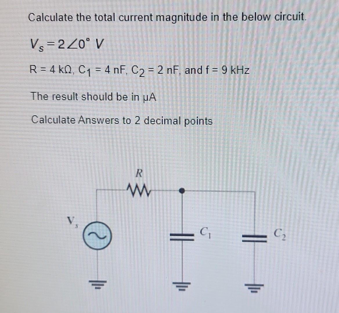 Solved Calculate the total current magnitude in the below | Chegg.com