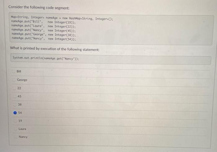 Solved Consider the following code segment: Map> Bill George | Chegg.com