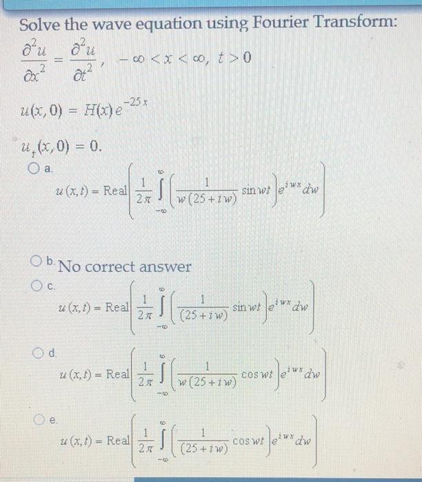 Solved Solve the wave equation using Fourier Transform: - 9 | Chegg.com