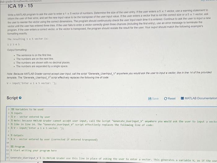 Solved Whic a MATLAE program to ask the user to enter a 1×5 | Chegg.com