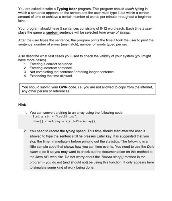 Solved You are asked to write a Typing tutor program. This | Chegg.com