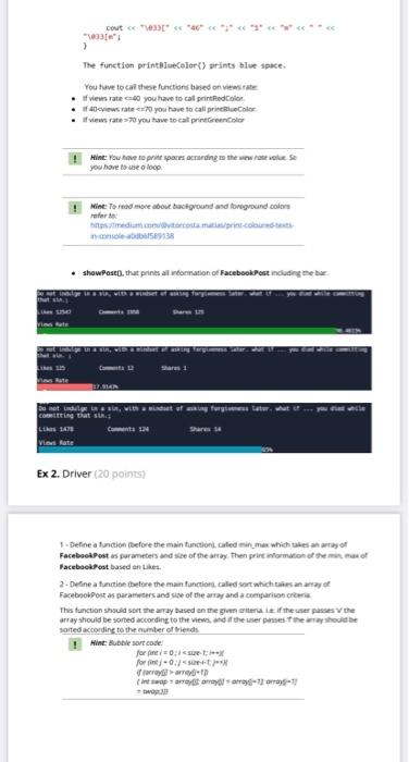 Ex 1. FacebookPost Class 180 points detault | Chegg.com