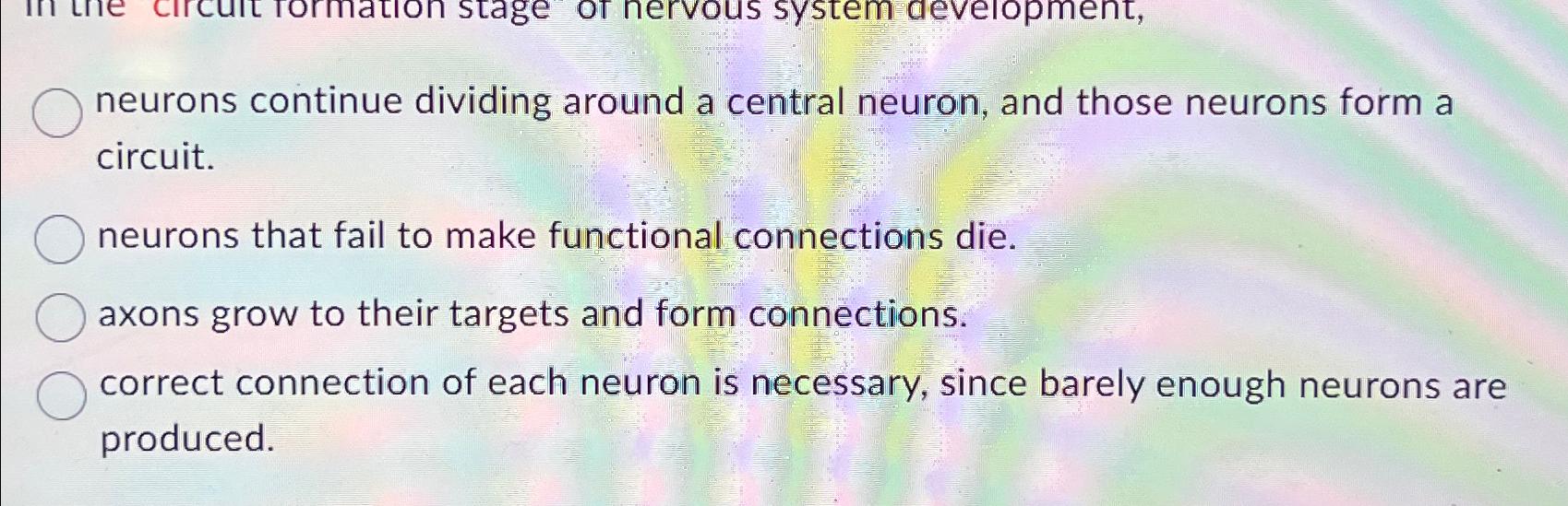 Solved neurons continue dividing around a central neuron, | Chegg.com