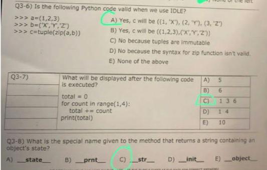 Q3-6) ﻿Is the following Python code valid when we use | Chegg.com