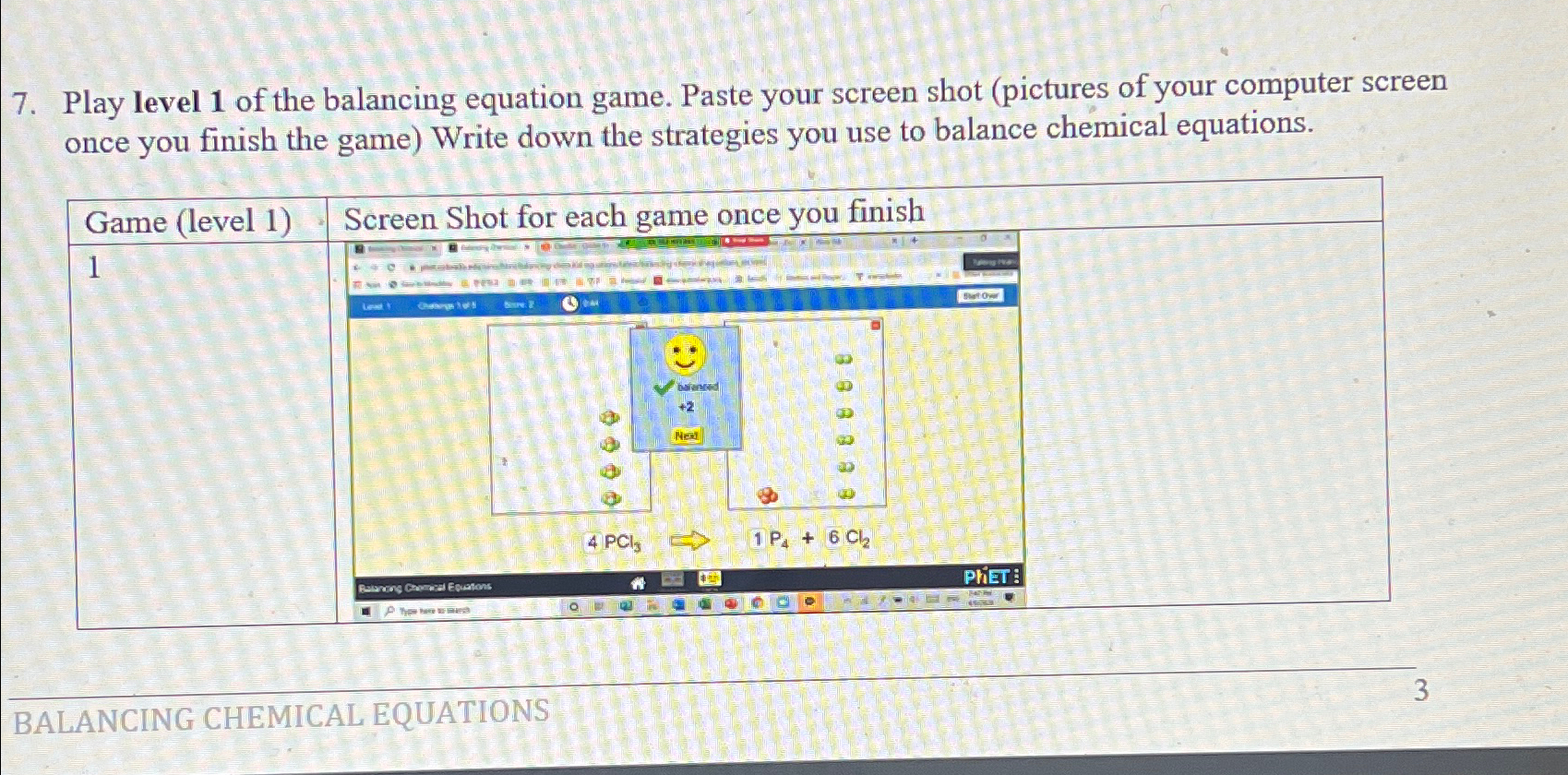 Solved Play level 1 ﻿of the balancing equation game. Paste | Chegg.com