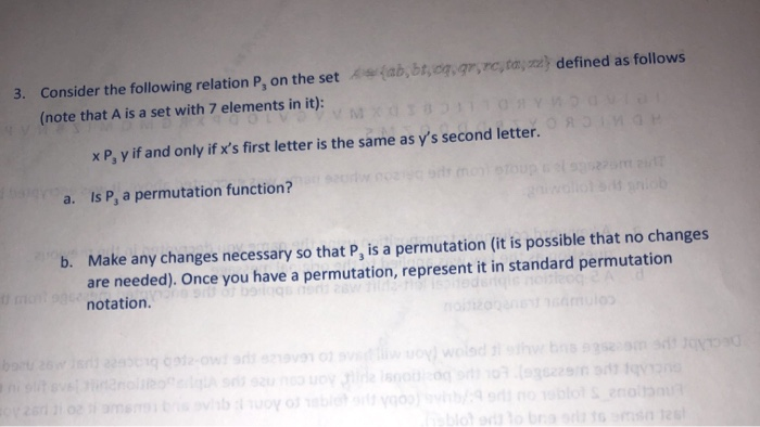 Solved 1. Consider the following permutation function P, (a | Chegg.com