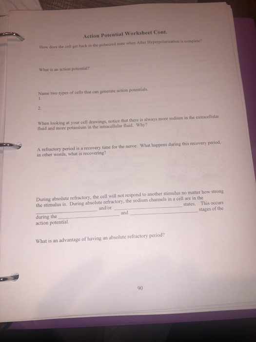 Solved Action Potential Worksheet Cont. How does the cell | Chegg.com