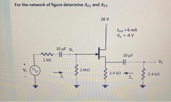 Solved For the network of figure determine AVL and AVS | Chegg.com