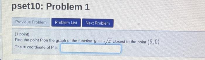 Solved (1 point) Find the point P on the graph of the | Chegg.com