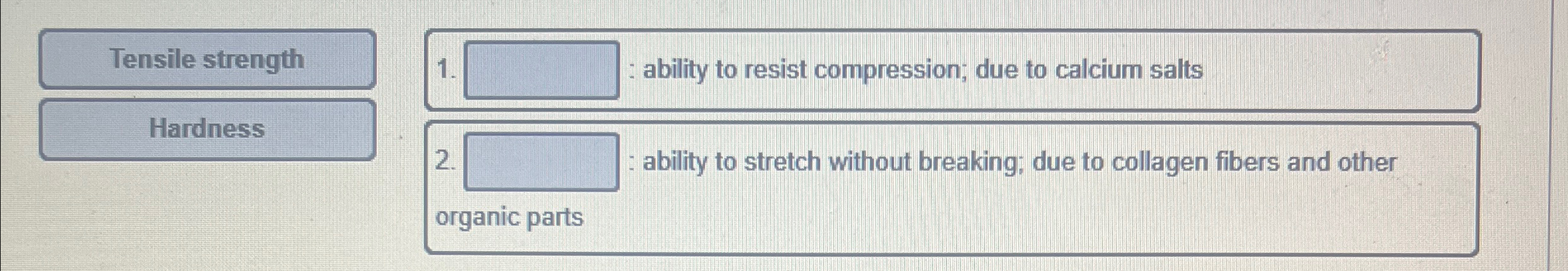 Tensile strength ﻿ability to resist compression; | Chegg.com