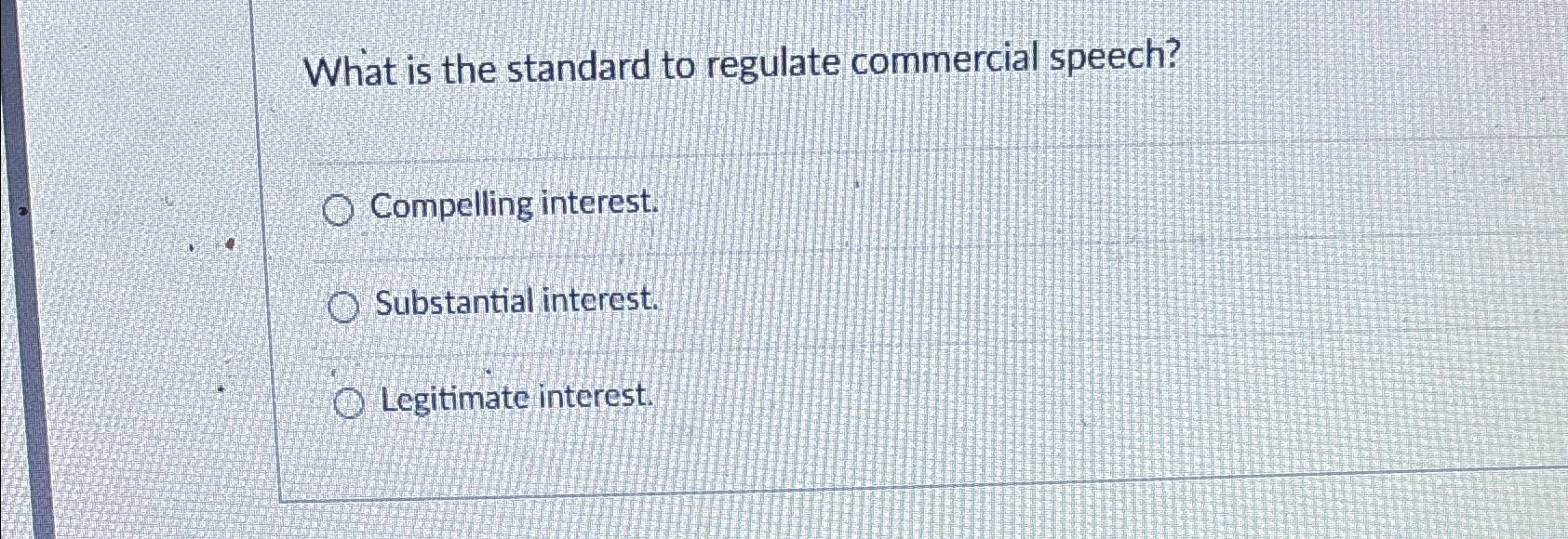 Solved What is the standard to regulate commercial | Chegg.com