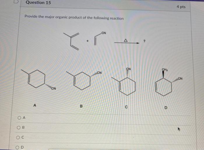 Solved Provide the major organic product of the following | Chegg.com