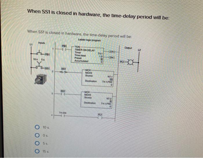 Solved When SS1 is closed in hardware, the time delay period | Chegg.com