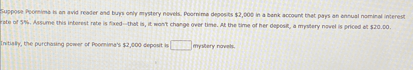 Solved Suppose Poornima is an avid reader and buys only | Chegg.com