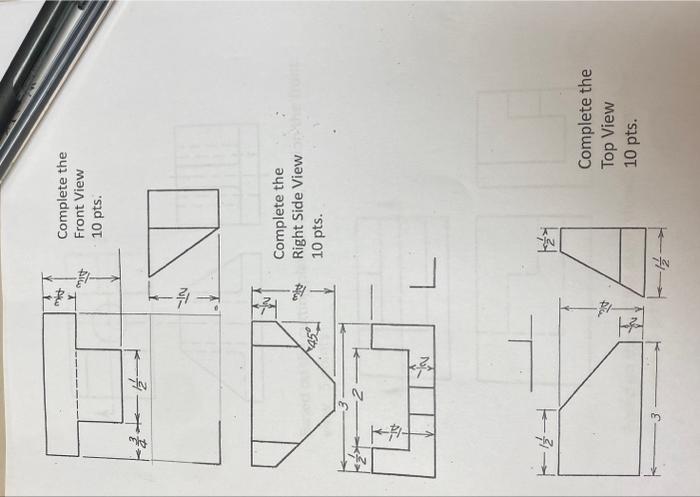 Solved Complete the Right Side View | Chegg.com