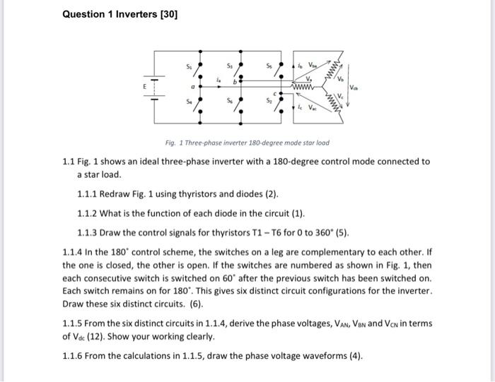 Solved Question 1 Inverters [30] E T S₁ S4 S3 S6 Ss S₂ in Va | Chegg.com