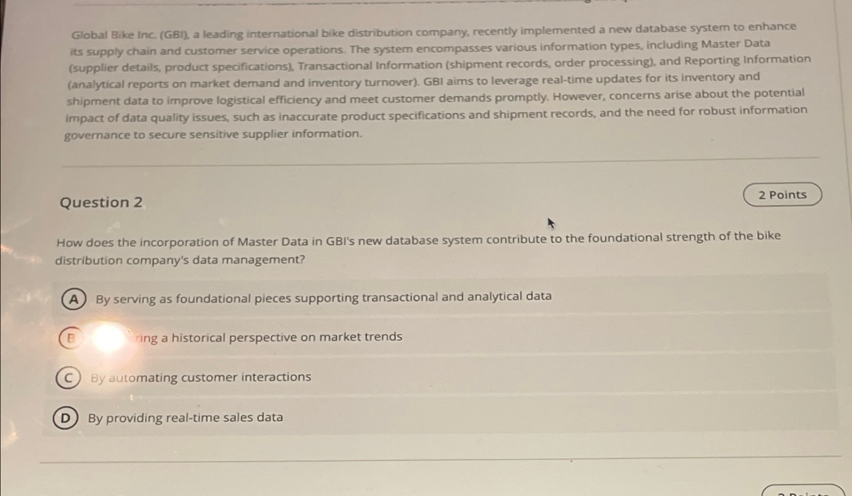 Solved Global Bike Inc. (GBI), ﻿a leading international bike | Chegg.com