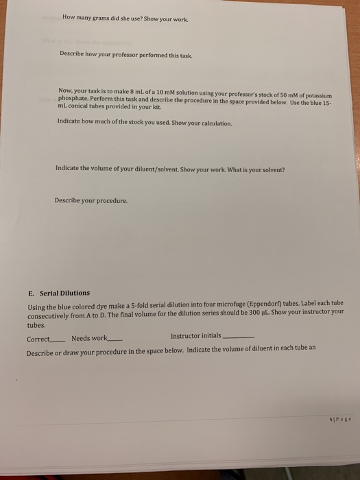 Solved MICROPIPETTING EXERCISE Objectives: Become familiar | Chegg.com