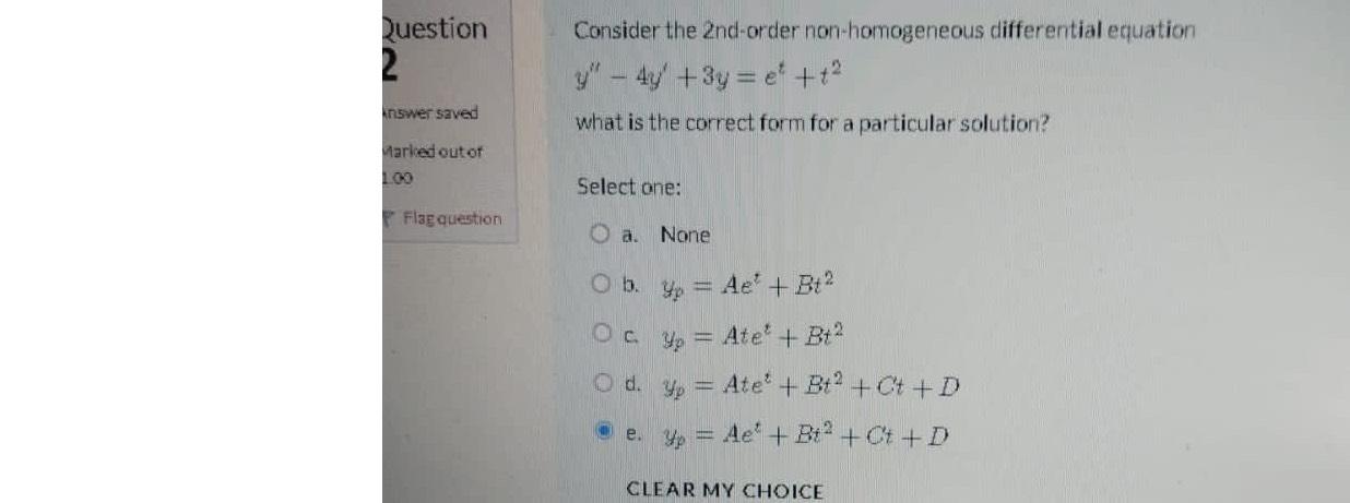 Solved Question Consider the 2nd-order non-homogeneous | Chegg.com