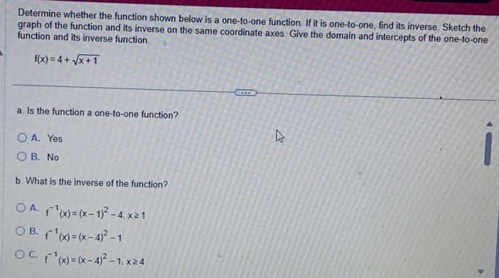 Solved U. Ihe function does not have an inverse because it | Chegg.com