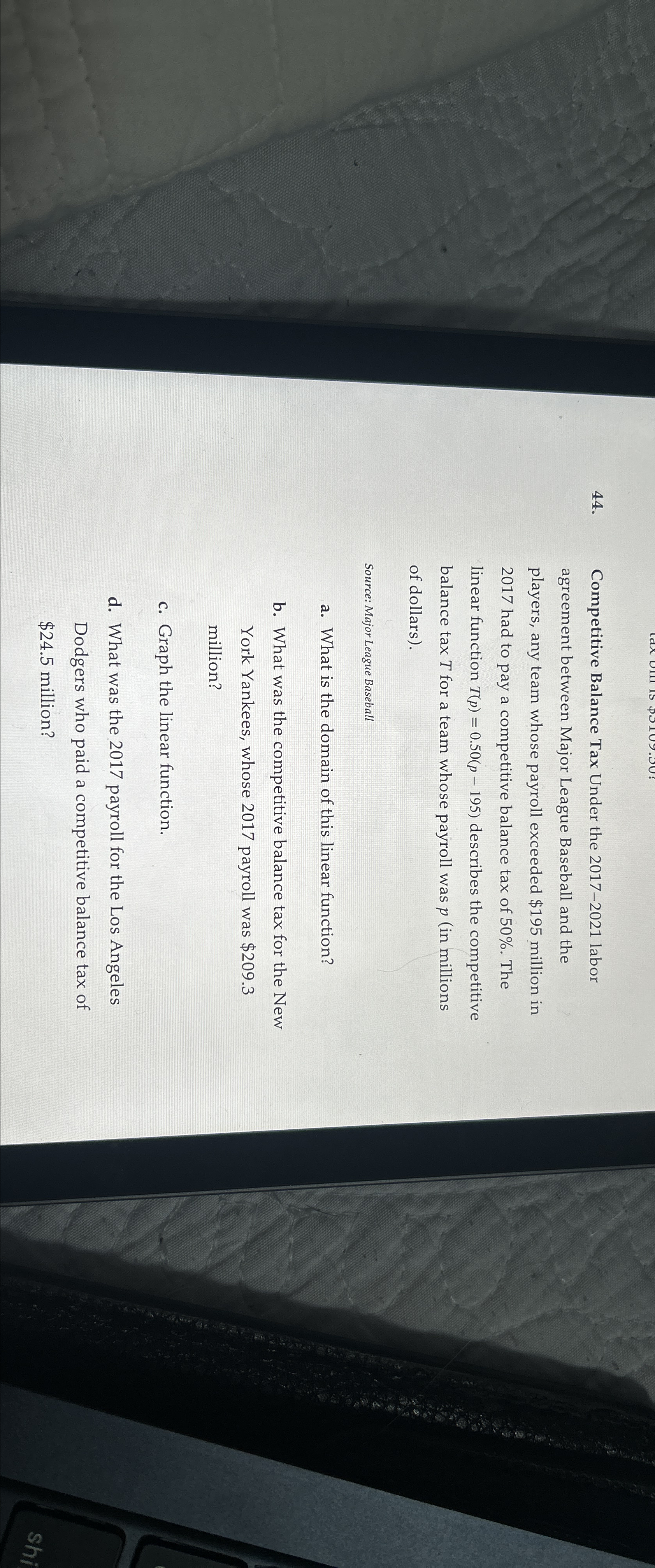 Solved Competitive Balance Tax Under the 2017-2021 ﻿labor | Chegg.com