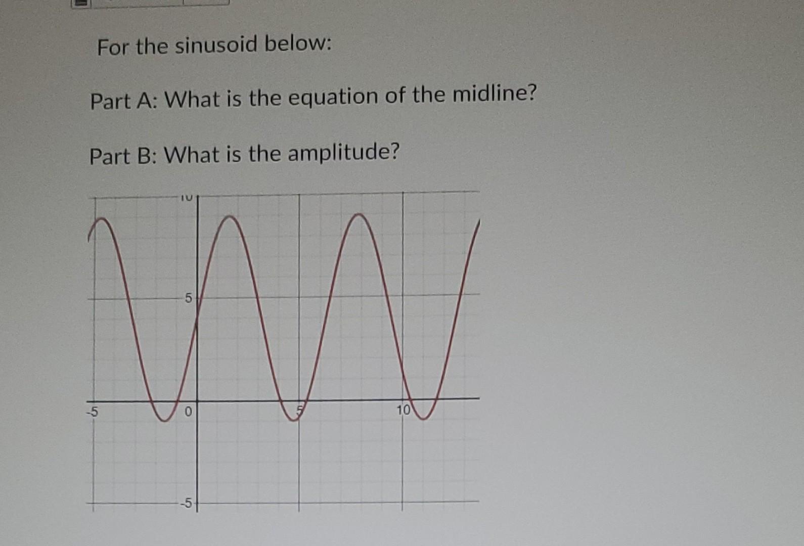 Solved For the sinusoid below: Part A : What is the equation | Chegg.com