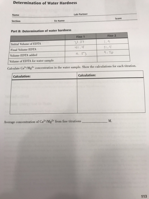 Solved I do not know how to find the volume of EDTA for | Chegg.com