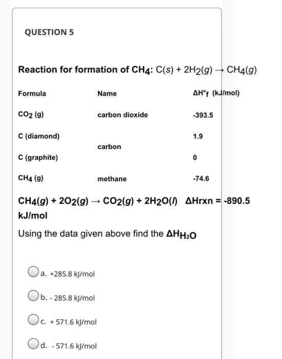 Solved Question 1 Calculate Ahrxn For The Following Reaction