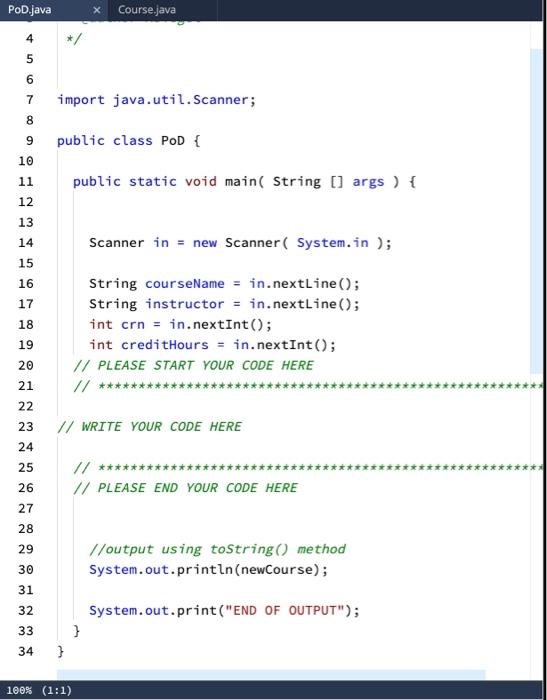 Solved import java.util. Scanner; public class PoD \{ public | Chegg.com