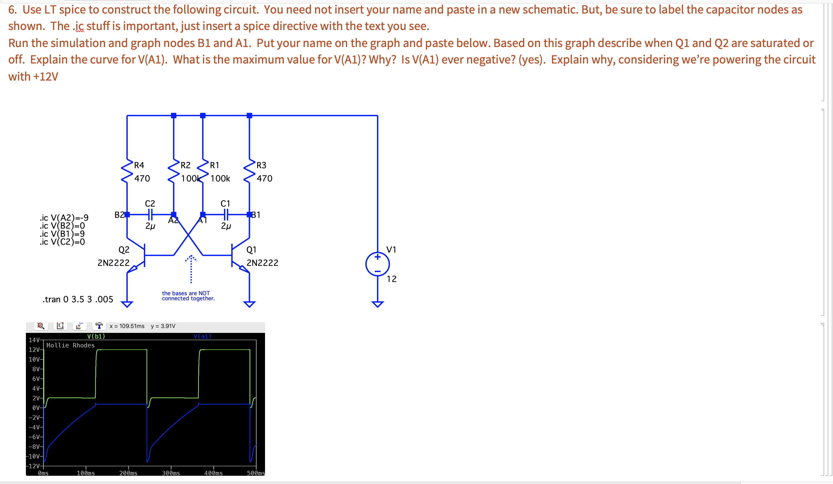Solved Use LT spice to construct the following circuit. You | Chegg.com