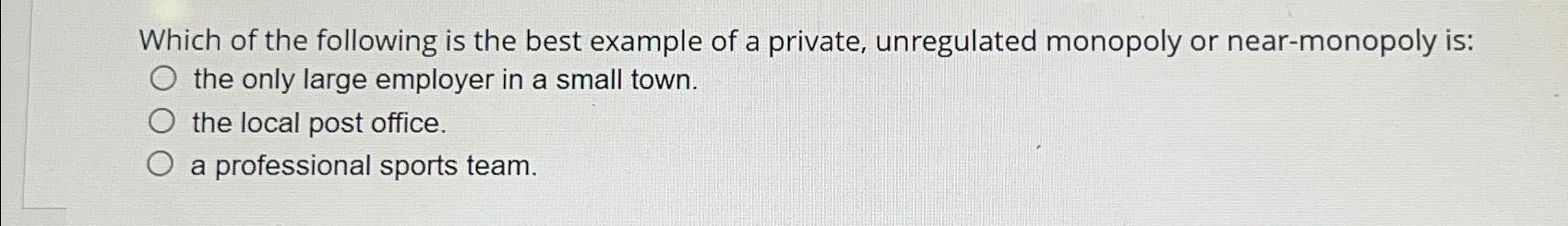 Solved Which of the following is the best example of a | Chegg.com