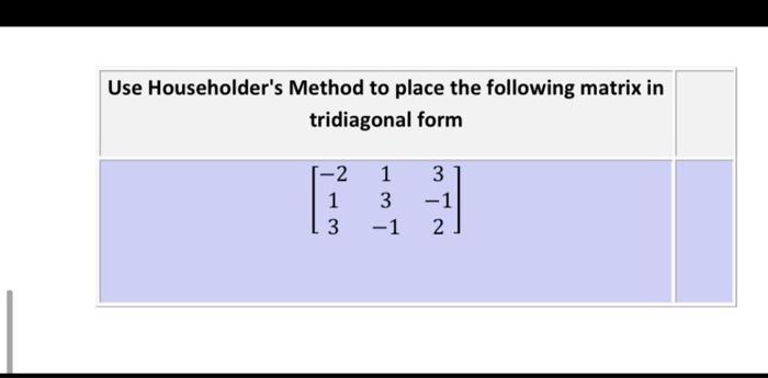 Solved Use Householder's Method to place the following | Chegg.com