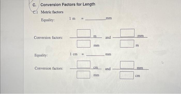 Solved C. Conversion Factors for Length C.1 Metric factors | Chegg.com