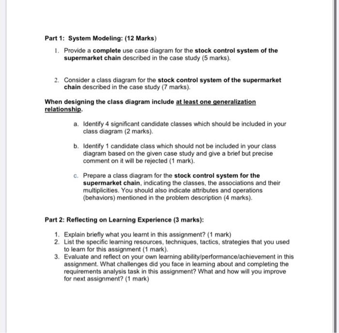 Part 1: System Modeling: (12 Marks) 1. Provide a | Chegg.com