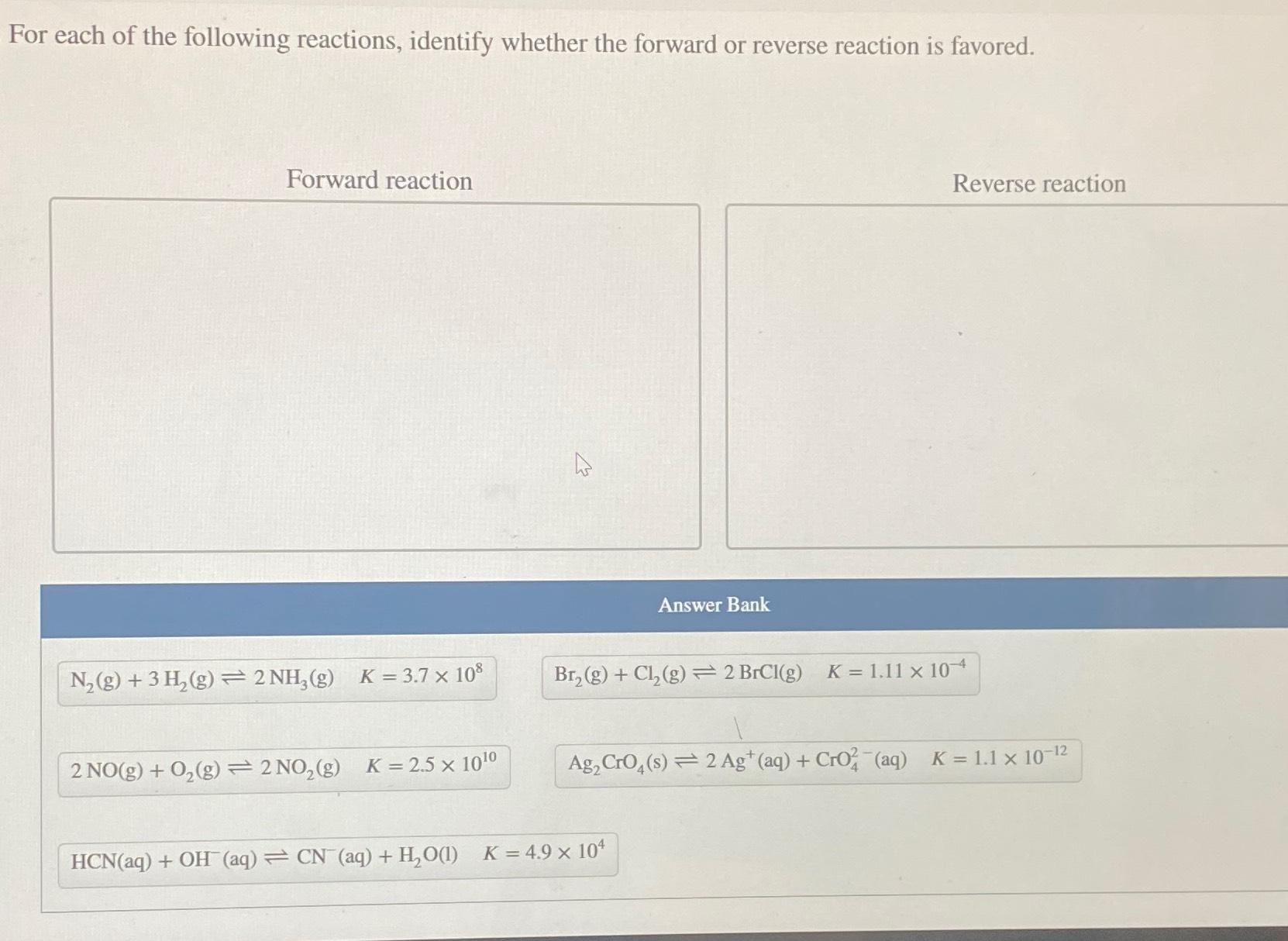 Solved For each of the following reactions, identify whether | Chegg.com