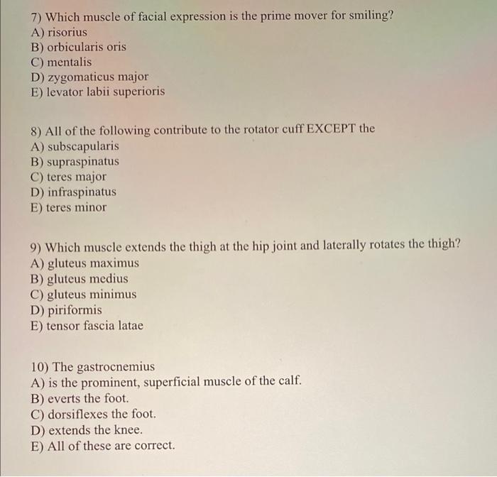 Solved 7) Which muscle of facial expression is the prime | Chegg.com