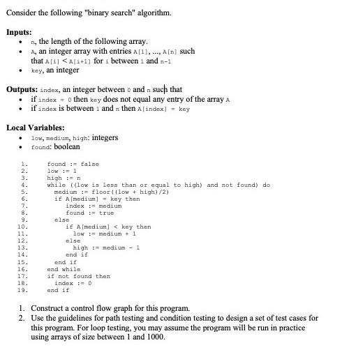 Solved Consider the following "binary search" algorithm. | Chegg.com