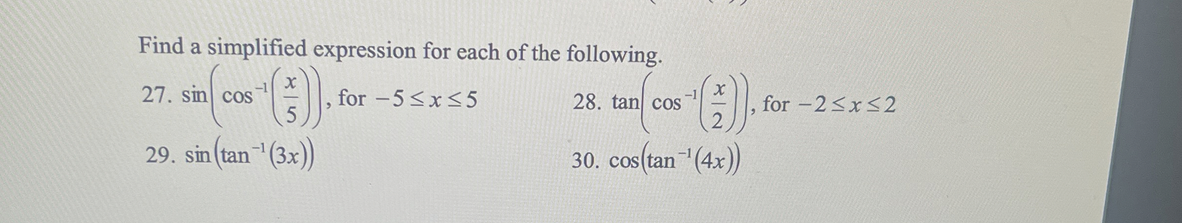 Solved Find a simplified expression for each of the | Chegg.com