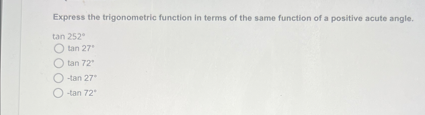 Solved Express the trigonometric function in terms of the | Chegg.com