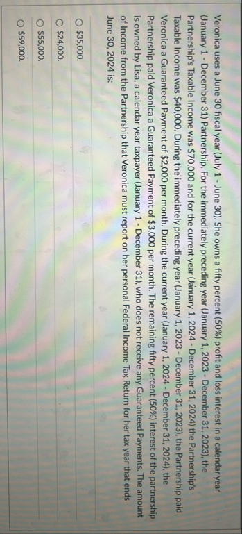 Solved Veronica uses a June 30 ﻿fiscal year (July 1 - ﻿June | Chegg.com