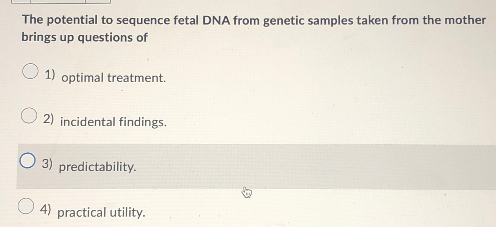 Solved The potential to sequence fetal DNA from genetic | Chegg.com