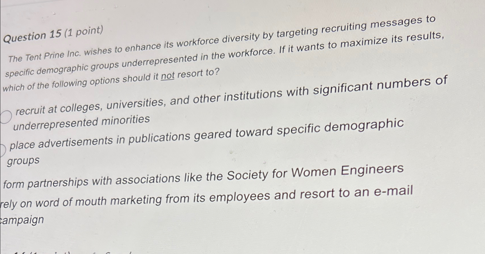 Solved Question 15 (1 ﻿point)The Tent Prine Inc. wishes to | Chegg.com