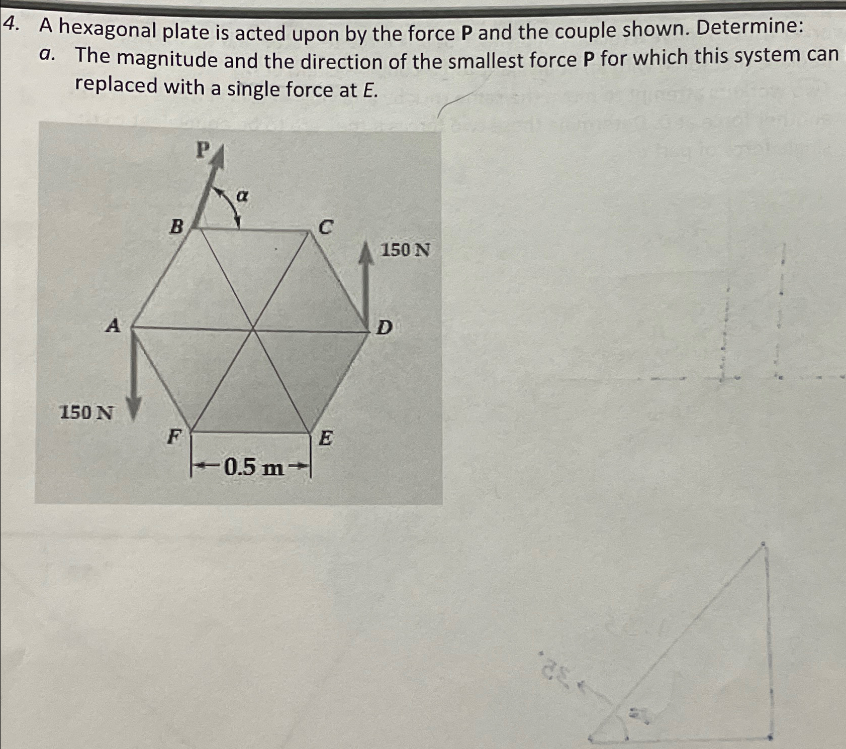 Solved A hexagonal plate is acted upon by the force P ﻿and | Chegg.com