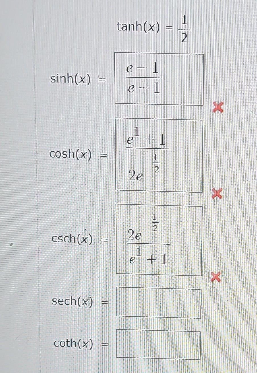Solved use the value of the given hyperbolic function to | Chegg.com